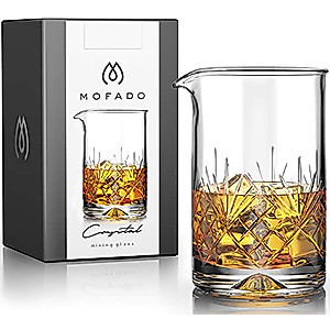 Mofado Weighted Crystal Cocktail Mixing Glass - 18oz 550ml - Thick, Stable, Heavy Hand Blown Crystal - Premium Seamless Design - Professional Quality