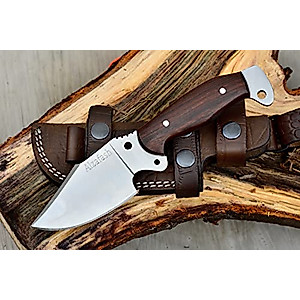 ALZAFASH Horizontal Carry Knife, Tracker Knife with Sheath, Hunting Knife with 1095 Carbon Steel Blade, Camping Knife, Hiking Knife