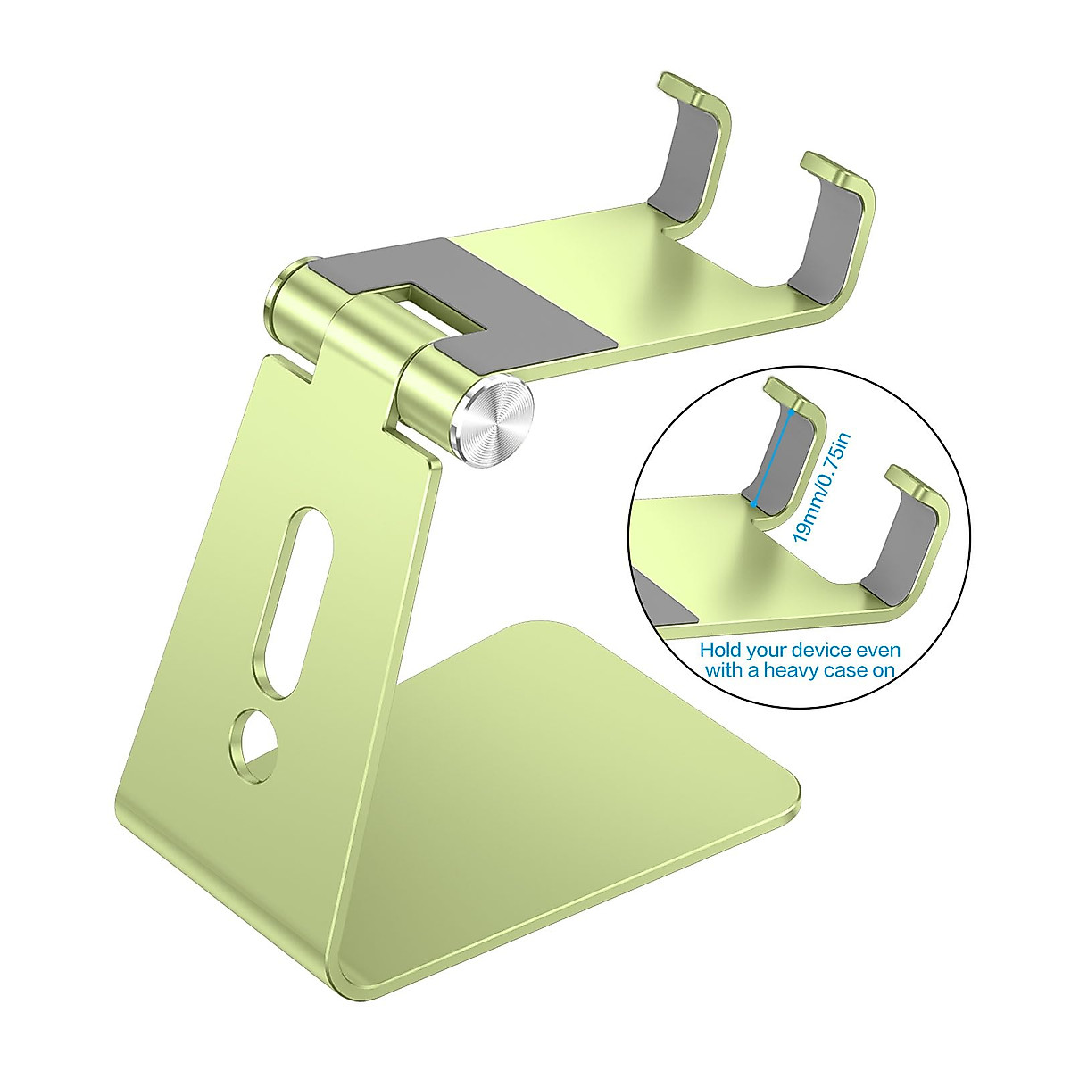 OMOTON Adjustable Cell Phone Stand, C2 Aluminum Desktop Phone Holder Dock Compatible with iPhone 15 14 13 Xs XR 8 Plus 7 6, Samsung Galaxy, Google Pixel, Android Phones