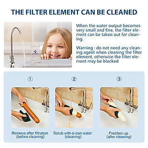 FACHIOO Countertop Water Filter, NSF/ANSI 42&53 Certified,4-Stage Stainless Steel Faucet Water Filter for 8000 Gallons, Reduces Heavy Metals, Bad Odor and 99% Chlorine(1 Ceramic Filter Included)