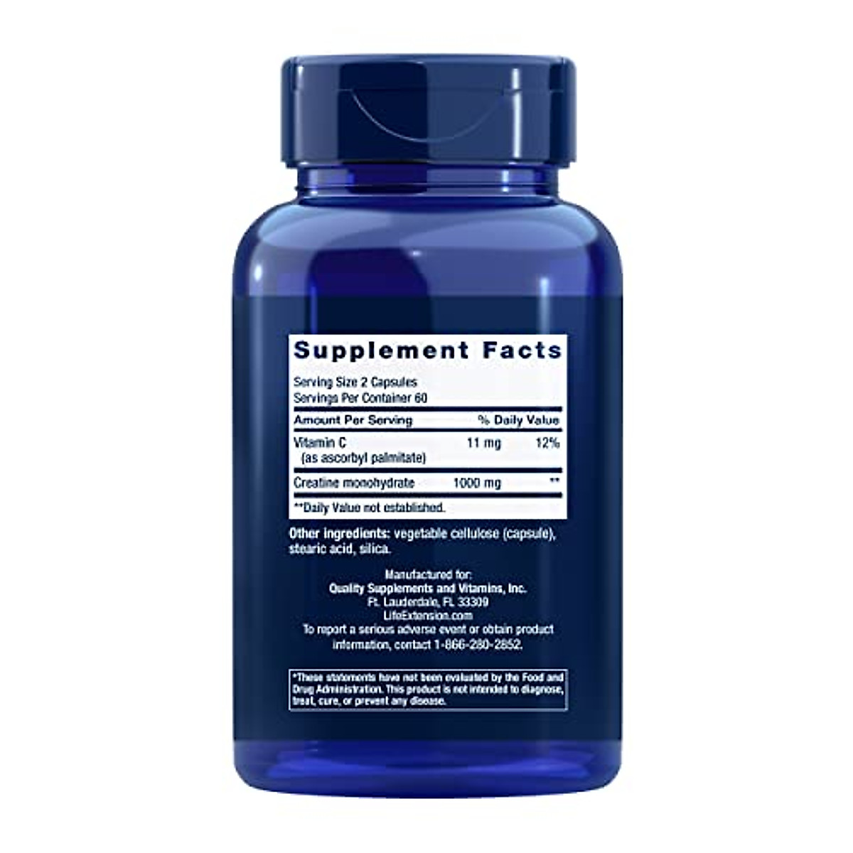 Life Extension Creatine Capsules – For Healthy Muscle Performance - Energy Support Supplement Non-GMO, Gluten Free – 120 Capsules