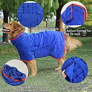HhiMyOct Dog Drying Coat - Fast Drying Dog Towel Robe - Microfiber Dog Drying Bag Super Absorbent Pet Bathrobe, Adjustable Collar & Belly Strap Fast Drying Coat Pet Dog Cat Bath Robe Towel