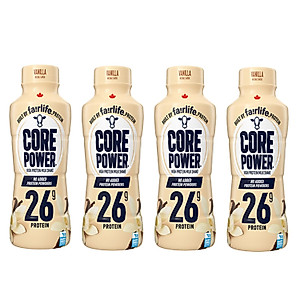 Fairlife Core Power 26g Protein Milk Shakes, Vanilla, (Pack of 4) Made with Canadian Milk, 414mL/14 fl. oz. (Shipped from Canada)