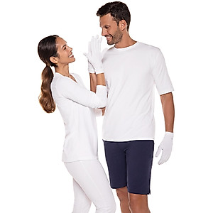 Coolibar UPF 50+ Unisex Sawyer UV Sun Gloves - Sun Protective (Small- White)