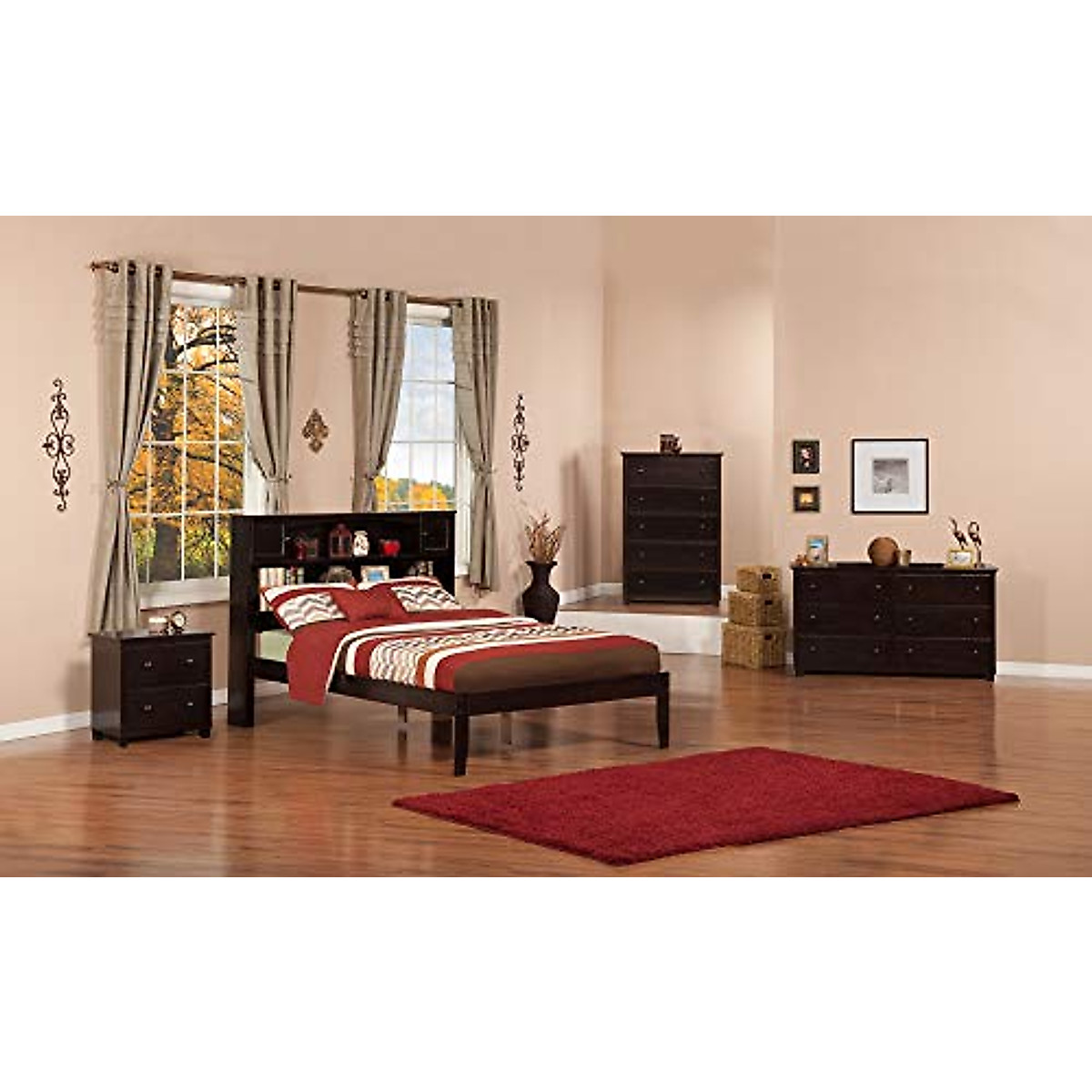 AFI Newport Full Platform Bed with Open Footboard and Turbo Charger in Espresso