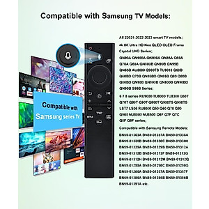 JISOWA Replacement Voice Remote Control Universal for Samsung Smart TV 4k 8K Ultra HD Neo QLED OLED Frame Crystal UHD Series Q60B Q70B Q80B QN85B QN90B QN95B QN800B QN900B S95B 2021-2022-2023 Models