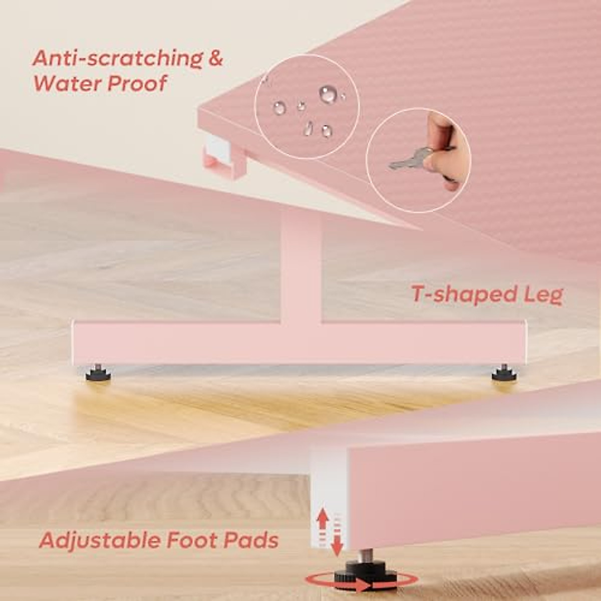 Bestier Small Gaming Desk with Monitor Stand, 42 inch LED Computer Desk, Gamer Workstation with Cup Holder & Headset Hooks, Modern Simple Style Desk for Home Office, Carbon Fiber Pink