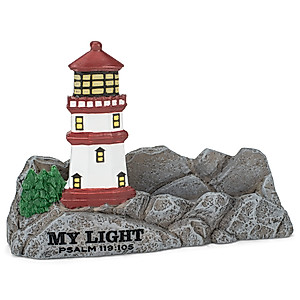 Lighthouse Christian Products Your Word is A Lamp to Guide Me Grey 4 x 5 Cast Stone Collectible Figurine