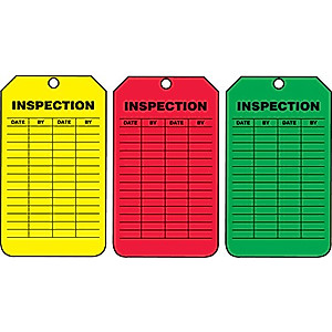 Accuform "Danger/Caution/Attention", Pack of 25 PF-Cardstock Scaffold Status Tag, Legend, 5.75" x 3.25", Black on Green/Yellow/Red, TSS200CTP