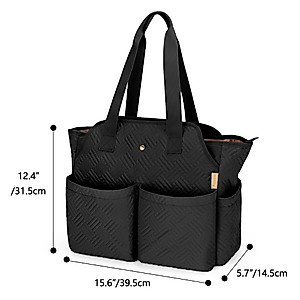 Fasrom Teacher Bag for Work Women, Large Utility Tote Bag with Laptop Compartment for Teacher Essentials (Empty Bag Only), Black