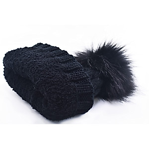 C.C Women’s Winter Cable Sherpa Fleece Lined Ribbed Beanie Lattice Braided Knit Crossover Stitch Faux Fur Pom Soft Warm Hat