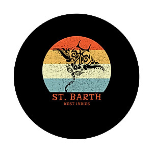 St. Barth, West Indies Vintage Tribal Manta Ray Vacation PopSockets Swappable PopGrip