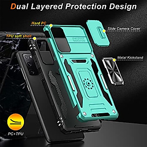 LUMARKE for Galaxy S20 FE Case with Camera Protection and Screen Protector Pass 16ft Drop Test Military Grade Protective Phone Cover with Kickstand Turquoise