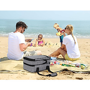 MIER Insulated Double Casserole Carrier Thermal Lunch Tote for Potluck Parties, Picnic, Beach, Fits 9 x 13 Inches Casserole Dish, Expandable by Mid Zipper, Gray