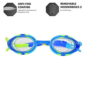 TYR Junior Blackhawk Racing Googles, Clear/Blue/Green, One Size