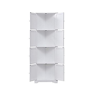 Kings Brand Furniture - Lyons 4-Tier 68" Corner Kitchen Pantry Storage Cabinet with 8 Doors, White