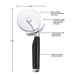 KitchenAid Classic Soup Ladle, One Size, Black 2 & Classic Pizza Wheel, 9-Inch, Black