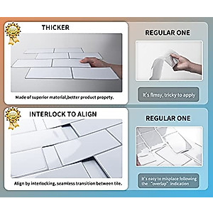 Art3d Peel and Stick Backsplash, 14x12 Subway Tiles, Faux Ceramic Tiles (10 Tiles, Thicker Version)