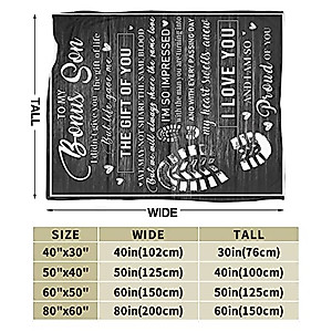 HAXOILO Stepson Gifts to My Bonus Son Blanket Throws from stepdad Blankets Throw Wedding Day Adoption Gift for Birthday Thanksgiving 50x60 in