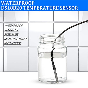 Weewooday DS18B20 1 m/ 3.2 Ft Digital Temperature Thermal Cable Waterproof Probe Sensor -55°C to +125°C, Compatible with Arduino/Raspberry Pi(15 Pieces)