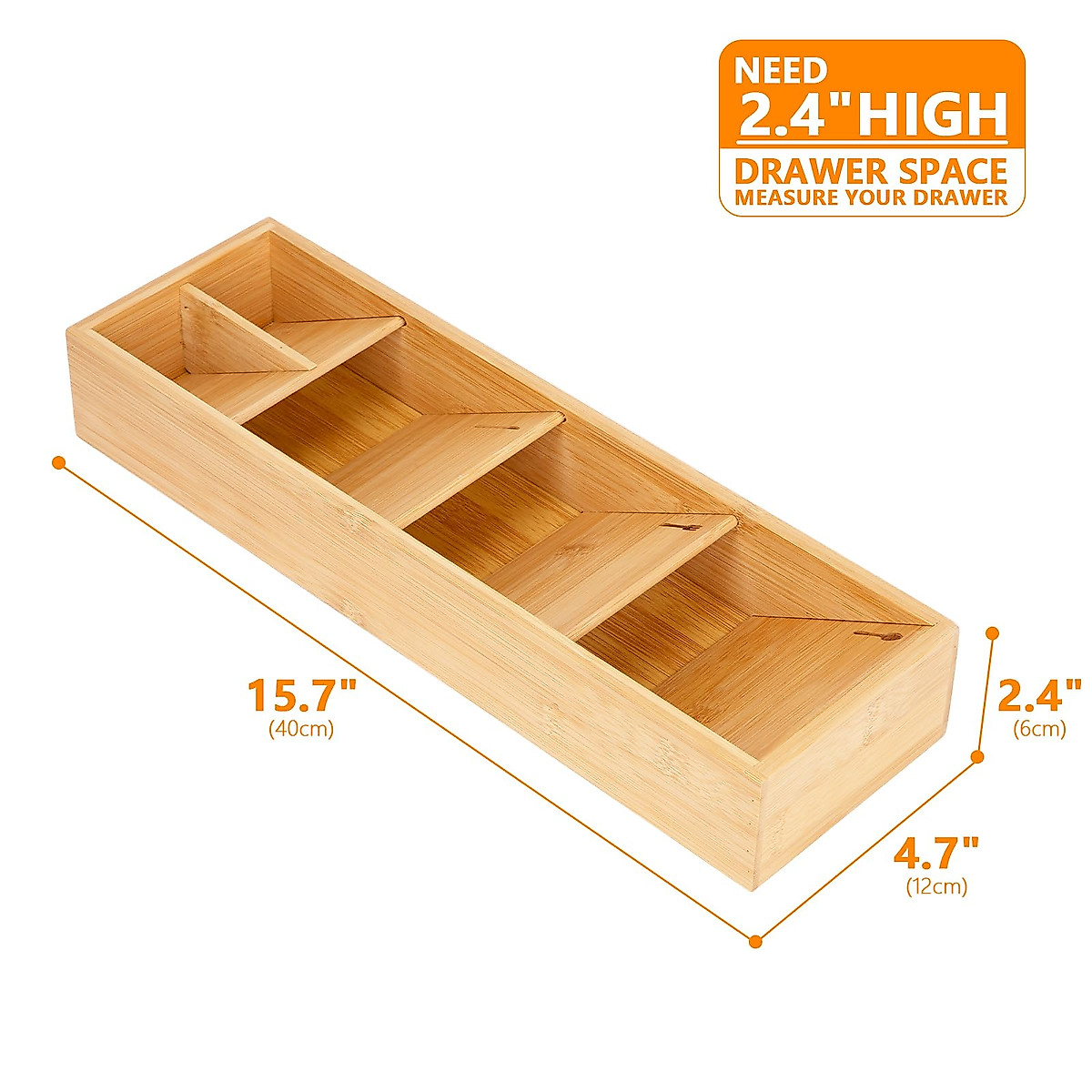 E-ROOM TREND Bamboo Drawer Store Compact Utensil Organizer for Kitchen Drawer Silverware, Flatware, Cutlery, Spoon and Knives Drawer Storage Organization (DD489)