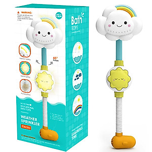 Electric Shower Bath Toy Sprinkler Head - Rainbow Cloud Spray Water Baby Toddler Toy for Kids Bathtub and Bathtime Fun