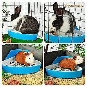 Triangle Rabbit Litter Box Bunny Potty Training Corner Small Animal Toilet Litter Box Pet Toilet Bedding Pee Pan Tray for Baby Rabbit,Guinea Pigs,Chinchillas,Ferrets (Blue)