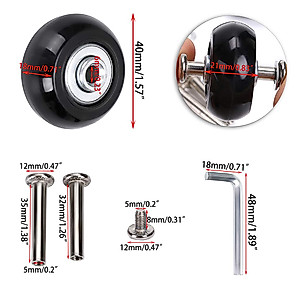 OwnMy 40mm x 18mm Luggage Suitcase Replacement Wheels, Rubber Swivel Caster Wheels Bearings Repair Kits, A Set of 4