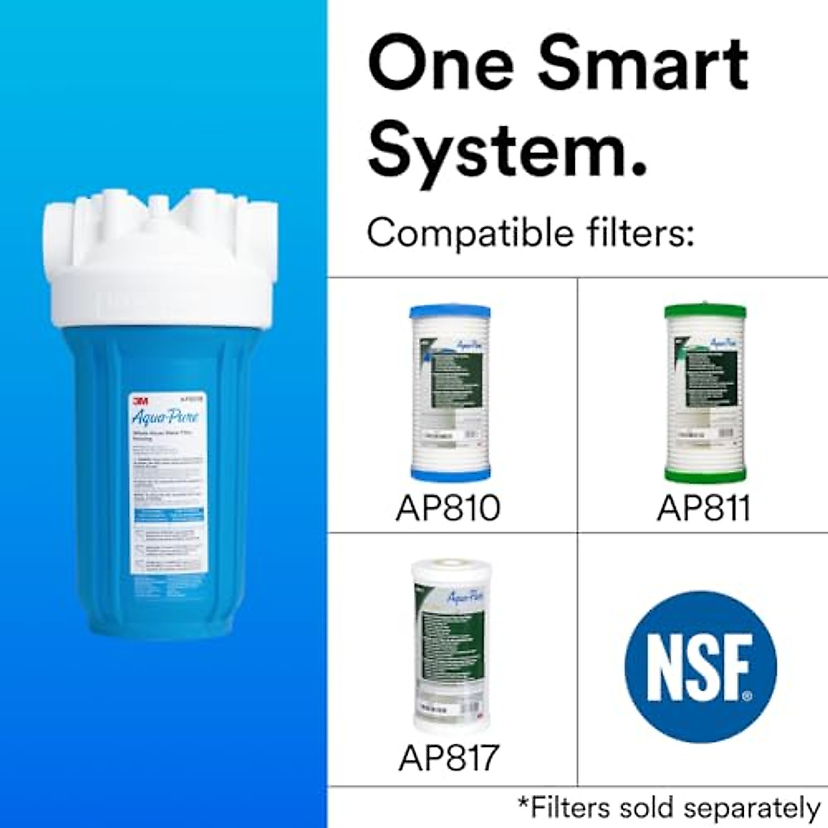 Aqua-Pure AquaPure AP800 Series Whole House Filter Housing AP801B, 5639201, Large Diameter, Blue Sump, 10 in (HAZD073341)