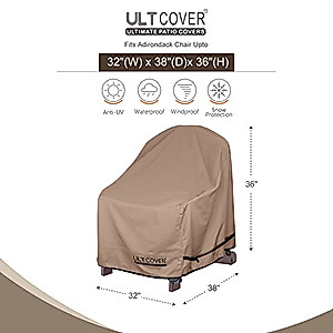 ULTCOVER Waterproof Patio Adirondack Chair Cover for Outdoor Chair Size Upto 32W x 38D x 36H inch