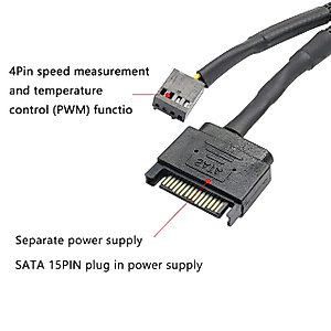 XMSJSIY SATA to 3 Pin 4 Pin PWM Fan Adapter Splitter Hub for 12V Desktop Computer Cooler Case Fans, 2 Pieces Packing