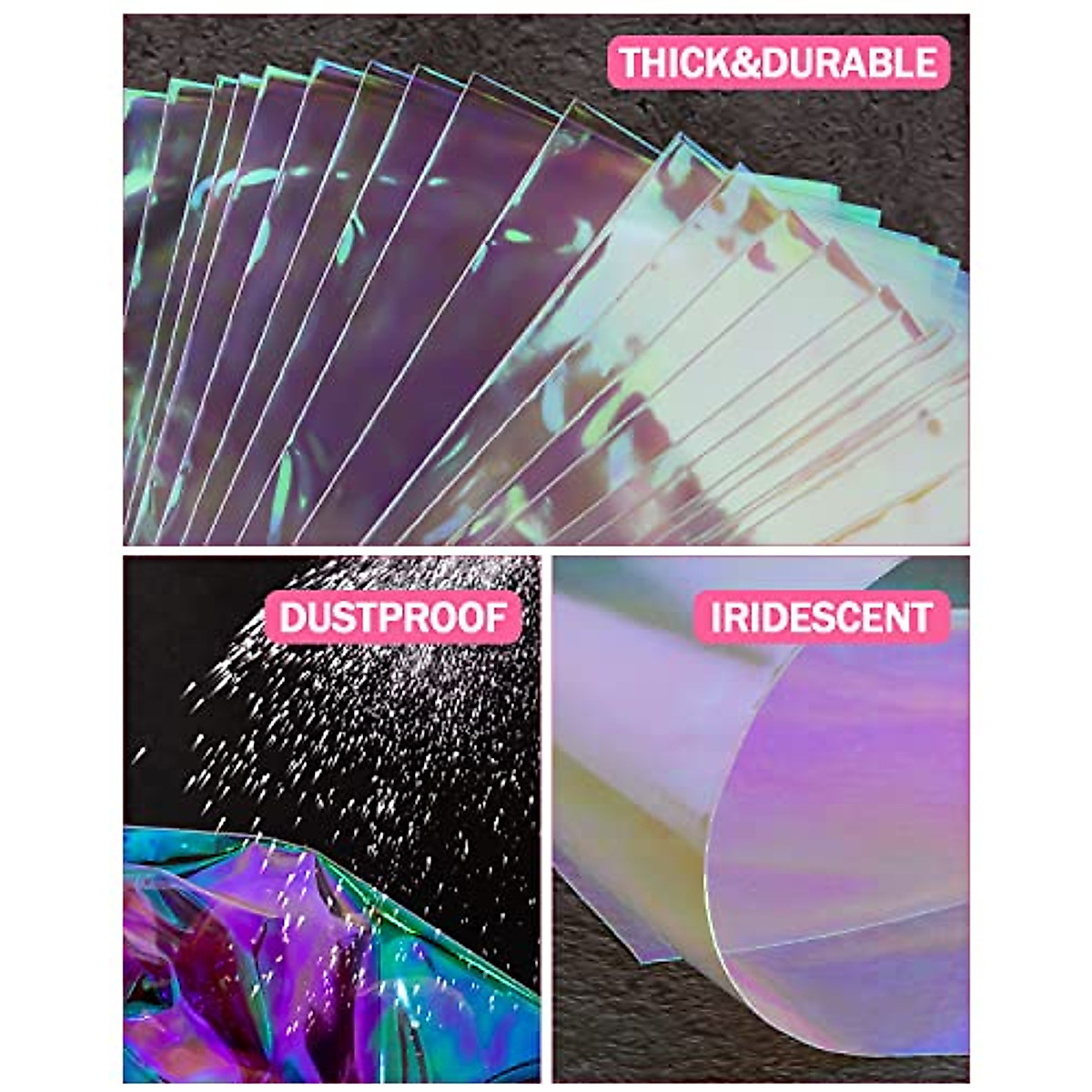 Labeol 100pcs Iridescent Cellophane Bags Goodie Bags Candy Bags 5×11 4×9.5 Treat Bags with Ties Clear Gift Bags Holographic Party Favor Bags for Birthday Wedding Baby Shower Valentines Day