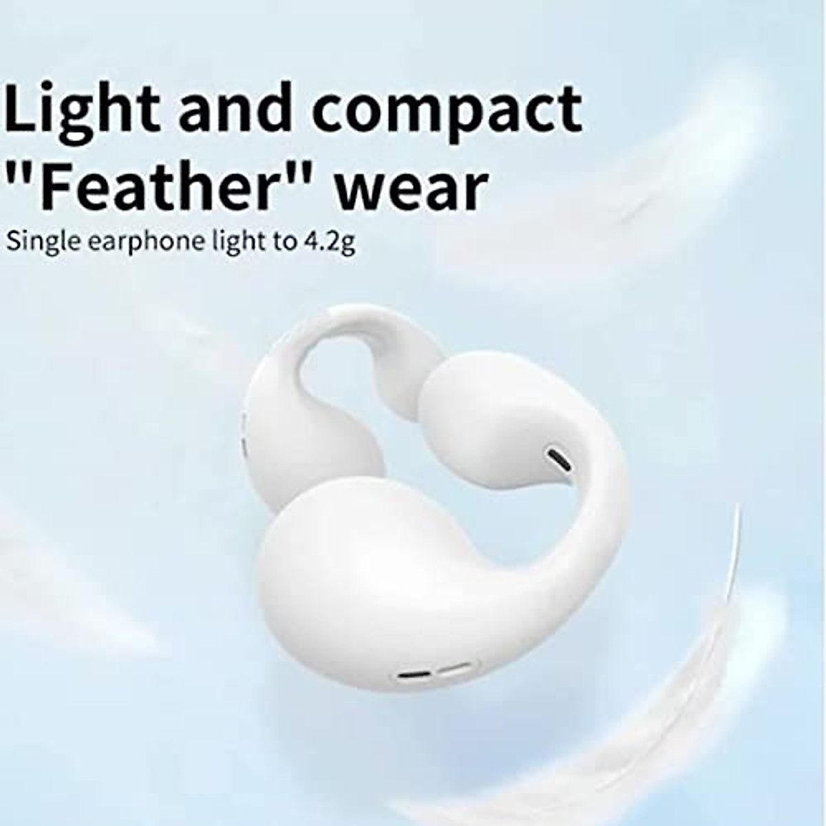 BNGXR Wireless Ear Clip Bone Conduction Headphones, 2023 New Open Ear Headphones Wireless Bluetooth, Bone Conduction Headphones Bluetooth Earphones for Running, Sports, Cycling, Driving (White)