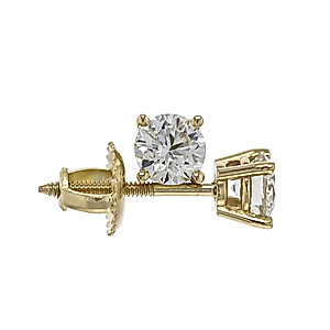 IGI Certified 1/2 Carat Lab-Created Diamond Stud Earrings 14kt Yellow Gold (0.50 cttw, H-J Color, VS2-SI1 Clarity)