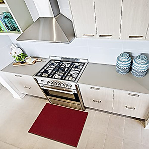 Ottomanson Ottohome Collection Non-Slip Rubberback Modern Solid Design 2x3 Indoor Area Rug/Entryway Mat, 2'3" x 3', Red