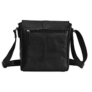 Zinda Genuine Leathers Women's Handbag Flap Over Crossbody Shoulder Sling Multiple Pockets (Black)