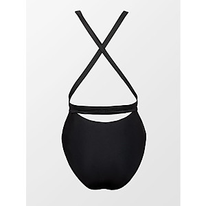 CUPSHE Women's One Piece Swimsuit Sexy Deep V Neck Black Tie Bathing Suit, XS