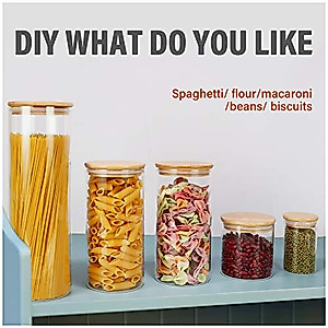 6 oz Glass Jars with Bamboo Lids , Borosilicate Glass Airtight Canisters sets, Glass Food Storage Container, Pantry Organization and Storage Jars, Kitchen Canisters Sets, Spice Jars of 15