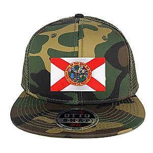 Armycrew Oversize XXL New Florida State Flag Patch Camo Mesh Snapback Cap - Camo Olive