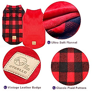 cyeollo 2 Pack Dog Sweater Jacket Flannel Dog Vest Buffalo Plaid Sweatshirt Cold Weather Coats Warm Dog Clothes Dog Sweaters for Small Dogs Apparel