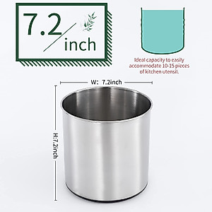 OKT Kitchen Utensil Holder,7.2″Large Stainless Steel Utensil Crock with Non Slip sillicone Bottom Design