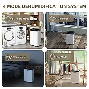 AIRPLUS 4,500 Sq.Ft 70 Pint Dehumidifier for Basements, (4 Smart Modes) Quiet Dehumidifiers for Bedroom & Home with Drain Hose, Auto Shut Off/24 Hr Timer/0.8Gallon Water Tank