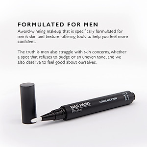 War Paint For Men Lightweight Liquid Concealer Pen - Covers Dark Circles & Blemishes - Vegan Friendly & Cruelty-Free - Natural Looking Makeup For Men - Fair Shade - 3ml
