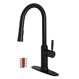 Kingston Brass LS2720DKL Kaiser Pull-Down Sprayer Kitchen Faucet, 8 Inch in Spout Reach, Matte Black