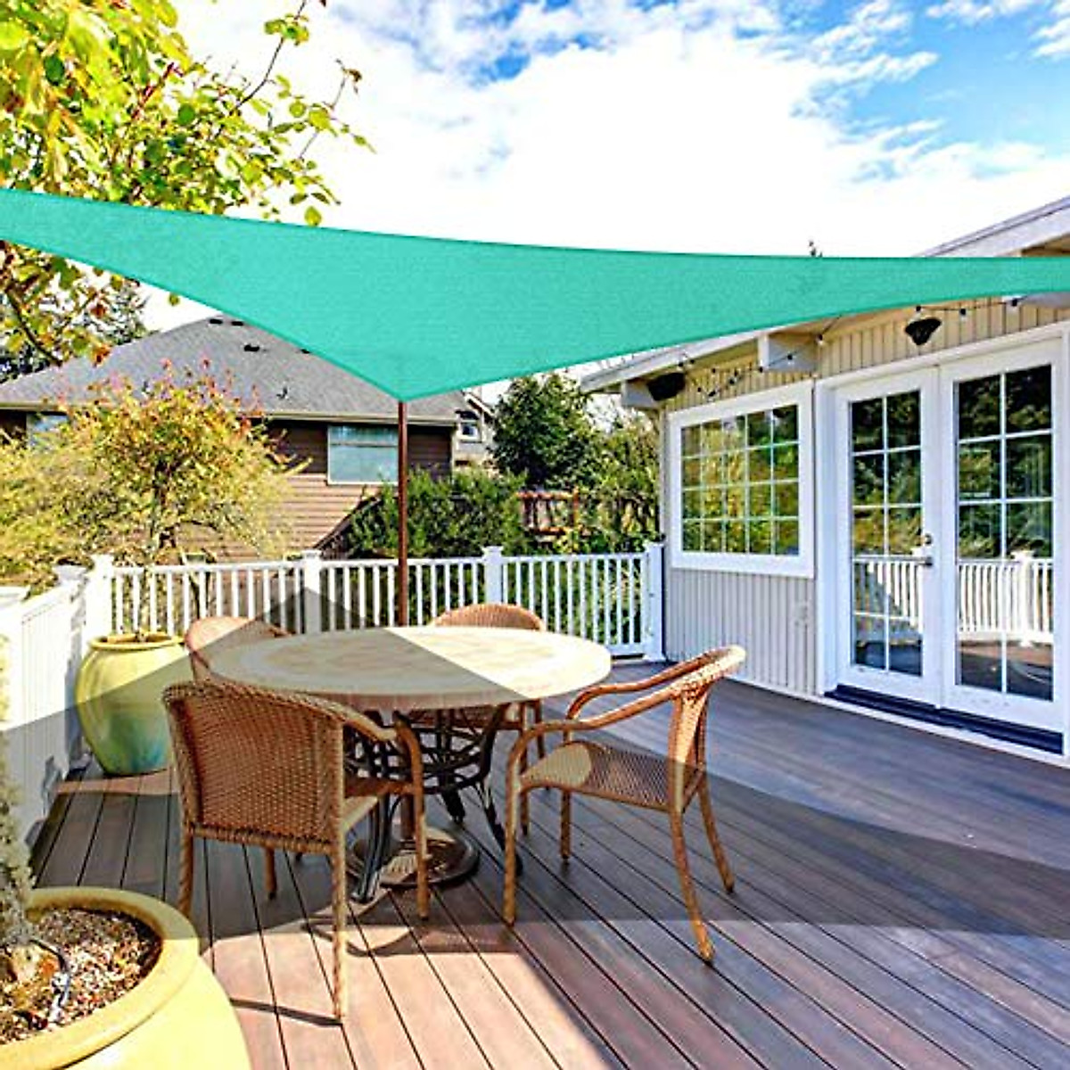 iCOVER Sun Shade Sail Canopy 16'5"x16'5"x16'5", 185GSM Fabric Permeable Pergolas Top Cover, for Outdoor Patio Lawn Garden Backyard Awning, Teal