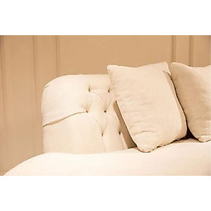 Luxury Modern Curve Sectional Sofa Lounge Chaise, Fully Assembled Medium Firm Boucle or Velvet Couches Black Ivory (Ivory Boucle 130'' Wide Sectional Chaise)