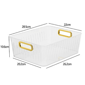 Joyeen 4-Pack Clear Fridge Storage Bins, Plastic Kitchen Pantry Storage Bins, 11.3" × 8.5" × 4.3"