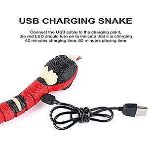 CSD Smart Sensing Snake Toy - Interactive Fake Snake for Kids, Cats & Dogs - USB Rechargeable Electric Simulation Slithering Serpent - Realistic Snake Prank Prop for Halloween, Christmas & April Fools