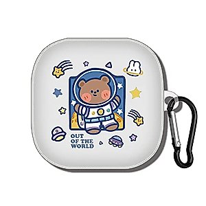 Bogut Compatible for Beats Fit Pro Case, Cute Bear Cartoon Design Beats Fit Pro 2021 Earbuds Cover with Keychain, Clear TPU Protective Anti-Fall Soft Silicone Case for Kids Boys Girls - Clear