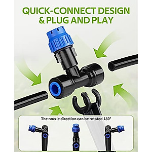 HIRALIY 59FT Garden Watering System, Drip Irrigation Kits for Plants, New Quick Connector, Blank Distribution Tubing, Saving Water Automatic Irrigation Equipment for Patio Lawn